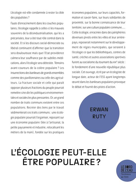 Lécologie Peut Elle être Populaire Le Bord De Leau