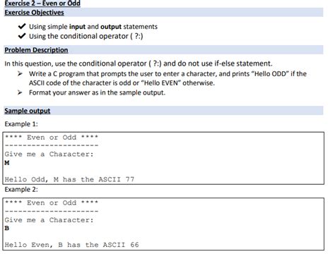 solved exercise 2 even or odd exercise objectives using