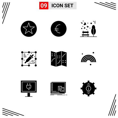 User Interface Pack Of 9 Basic Solid Glyphs Of Color Navigation Love Map Creative Editable