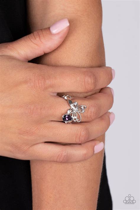 Paparazzi Flawless Flutter Purple Butterfly Ring Carasshop