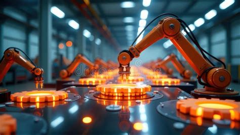 Robotic Arm Manufacturing Assembly Line Stock Illustration