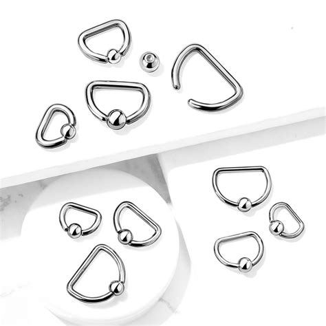 D Shape 316l Surgical Steel Captive Bead Ring Voodoo Body Jewellery