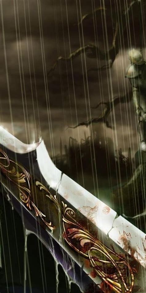 Обои на рабочий стол Рыцарь Фэнтези Дождь Мечи 159588 для ПК