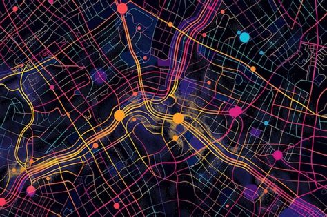 Colorful Routes On A Stylized Map Represent Dynamic Connectivity And Navigation Ideal For