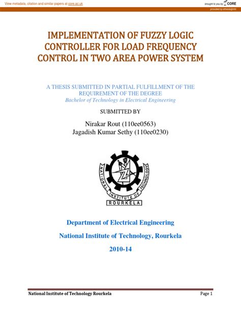 implementation of fuzzy logic controller for load frequency control in
