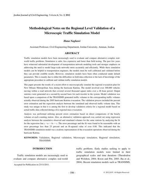 PDF Methodological Notes On The Regional Level Validation Of A Microscopic Traffic Simulation