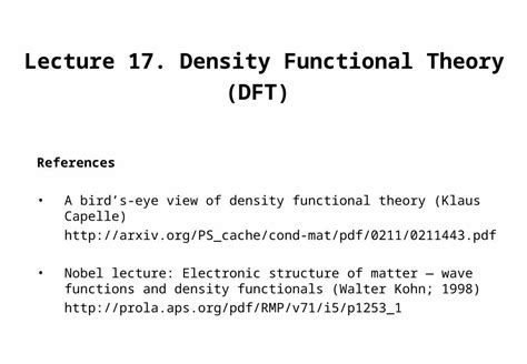 ppt lecture 17 density functional theory dft references a bird s