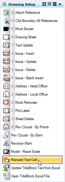 Cadtools Tools Drawing Setup Tools Reinsert Text Cell
