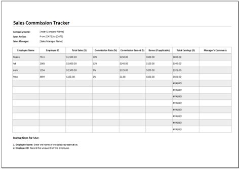 Ms Excel Sales Commission Tracker Template Excel Templates