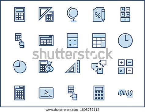 Set Calculation Vector Line Icons Contains Stock Vector Royalty Free Shutterstock