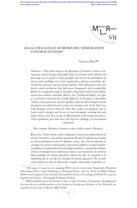 Pdf Legal Challenges Of Biometric Immigration Control Systems
