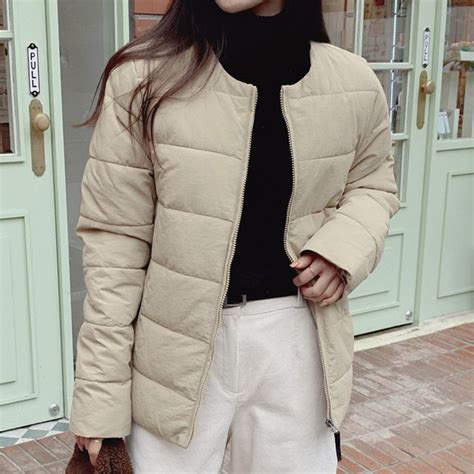 로로텐 울톤 라이트패딩 노카라 경량 점퍼 집업 라운드넥 빅사이즈 위시버킷