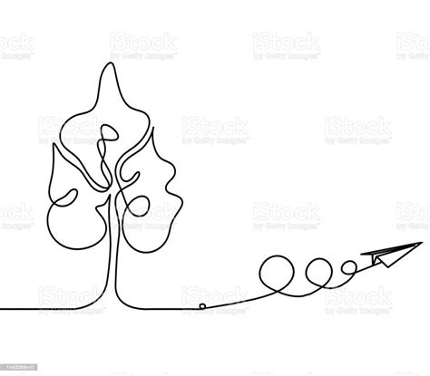 흰색 배경에 선 그리기로 종이 비행기가 있는 추상 나무 0명에 대한 스톡 벡터 아트 및 기타 이미지 0명 계절 꽃 식물 Istock