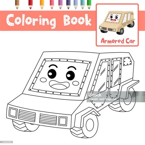 색칠 하기 페이지 장갑 차 만화 캐릭터 원근 보기 벡터 일러스트 3차원 형태에 대한 스톡 벡터 아트 및 기타 이미지 3차원 형태 공부 교육 Istock