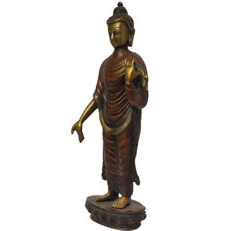 Standing Buddha Brass Statue