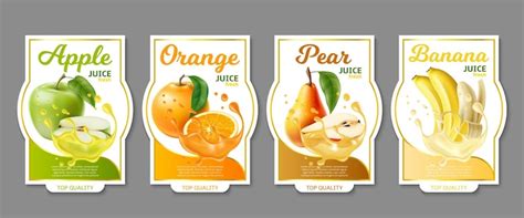 Premium Vector Realistic Fruit Labels Different Juices Stickers Fresh