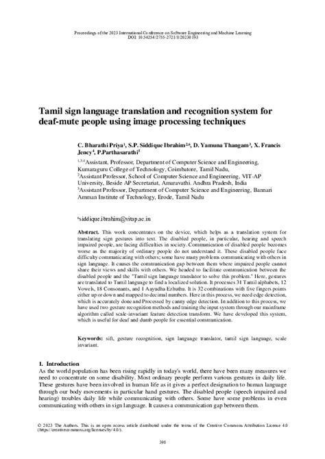 Pdf Tamil Sign Language Translation And Recognition System For Deaf