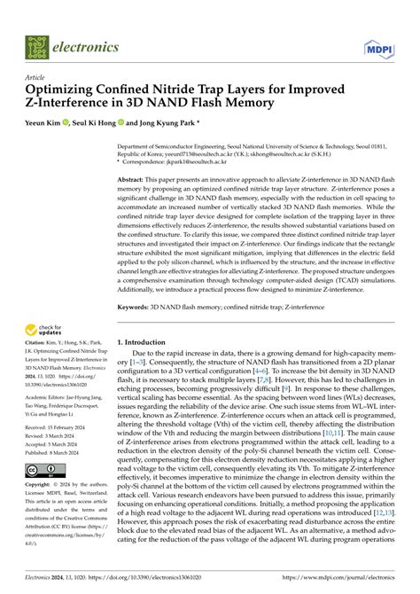Pdf Optimizing Confined Nitride Trap Layers For Improved Z Interference In 3d Nand Flash Memory
