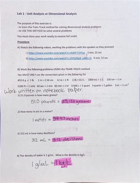 SOLUTION Unit Analysis Or Dimensional Analysis Lab Report Studypool