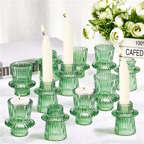 Mifoci 12 Pieces Glass Candle Holders For Pillar Candles Glass