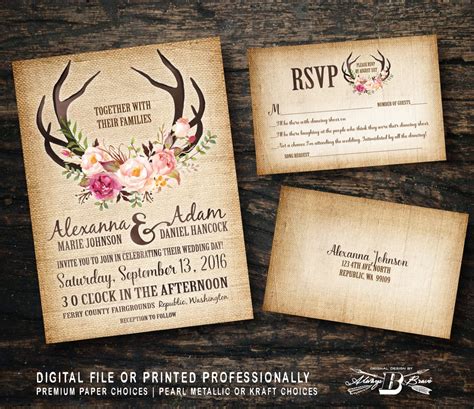 Rustic Wedding Invitation Set Burlap Wedding By Alwaysbbrave