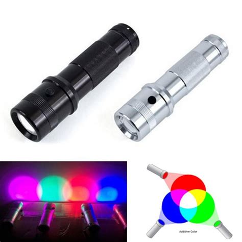 New Rainbow Colorshine Color Changing RGB LED Flashlight 3W Aluminium Alloy RGB Edison LED