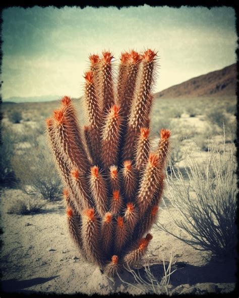 Premium Ai Image A Cactus With Orange Spiky Needles Is In The Desert