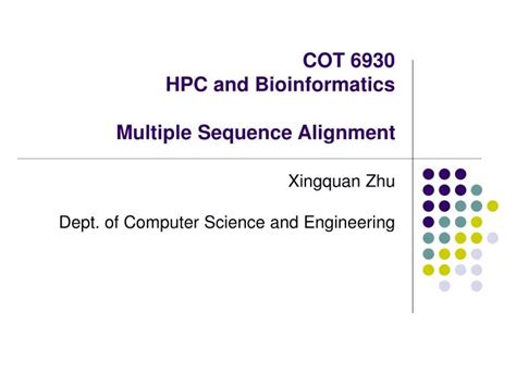 PPT COT 6930 HPC And Bioinformatics Multiple Sequence Alignment