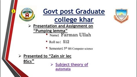 pumping lemma subject theory of automata pptx