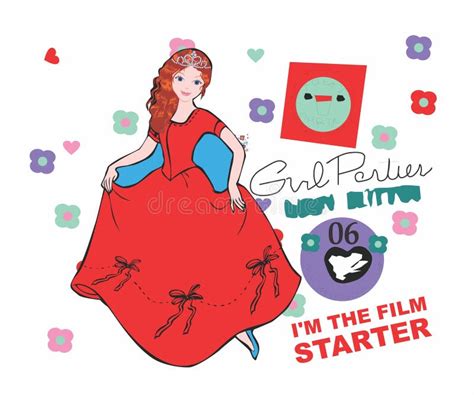 Cute Girls Queen Fashion Print Vector Art Stock Vector Illustration