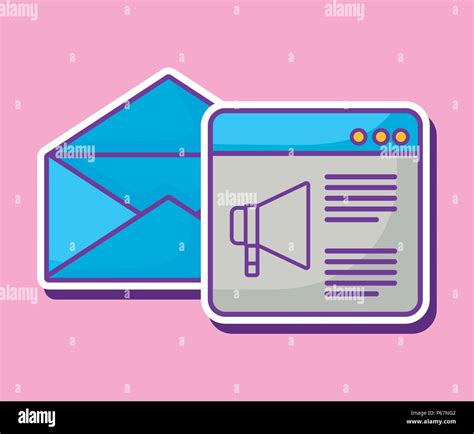 Envelope And Web Interface Icon Over Pink Background Colorful Design