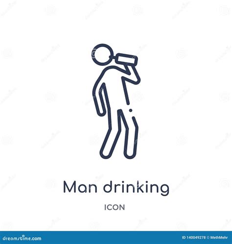 Linear Man Drinking Icon From Behavior Outline Collection Thin Line Man Drinking Vector
