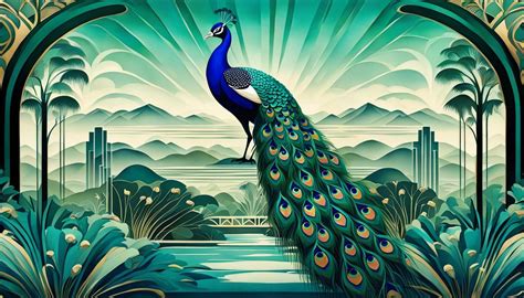 Peacock In An Art Deco Landscape Ai Generated Artwork Nightcafe Creator