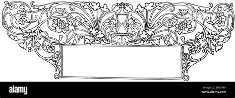 Decorative Header With Hourglass In The Center Vintage Line Drawing Or