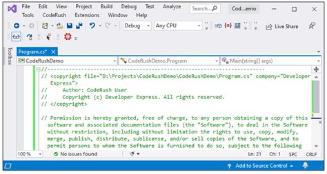 How To Add A License To Code Files Coderush Devexpress Documentation
