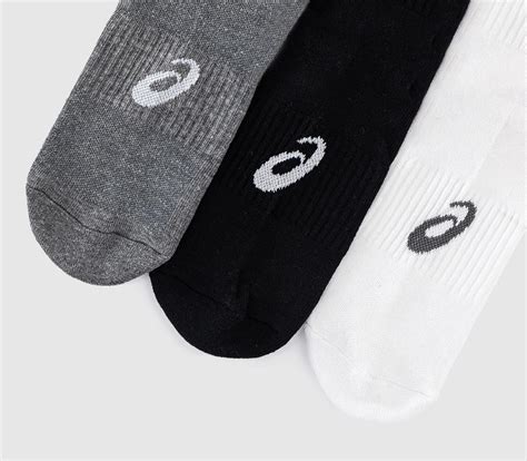Asics 3pk Crew Socks White Black Grey Socks