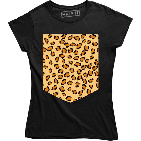 Half It Cheetah Leopard Pocket Print Graphic Design Women T Shirt
