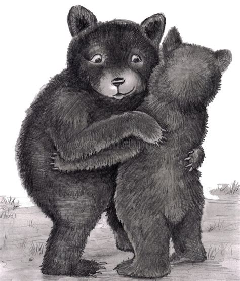 Bear Hug Two Bears Hugging Out In Nature Stock Illustration