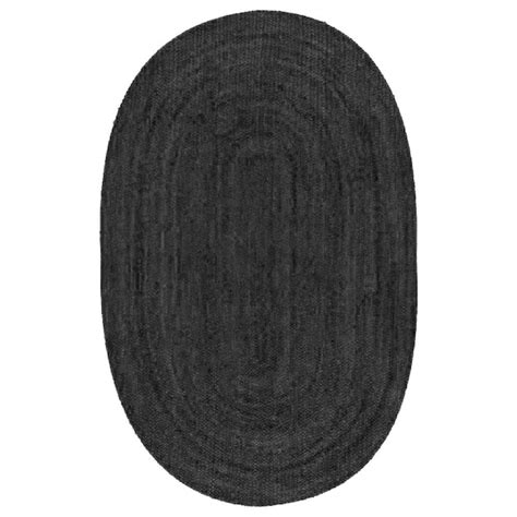 Nuloom Rigo Chunky Loop Jute Black 4 Ft X 6 Ft Oval Rug Tajt03c O406