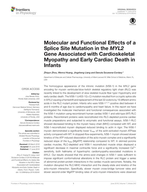 Pdf Molecular And Functional Effects Of A Splice Site Mutation In The
