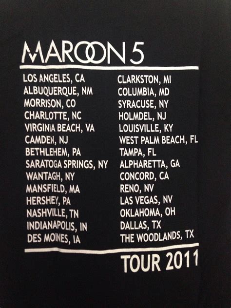 Maroon 5 Tour Shirt Maroon 5 T Shirt Band T Shirts Band Shirt Band
