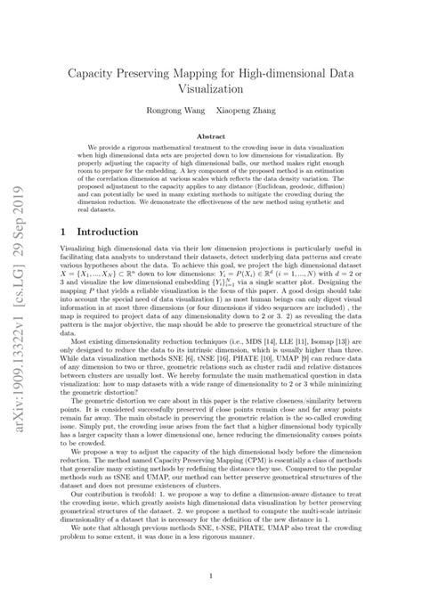 capacity preserving mapping for high dimensional data visualization