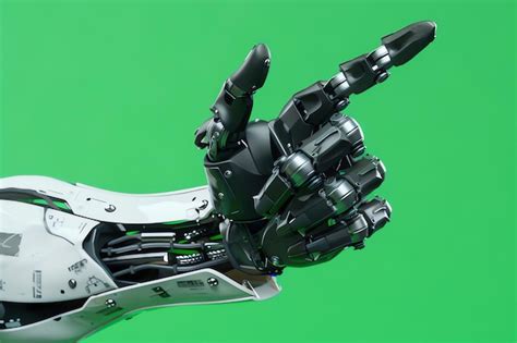 Premium Photo Robot Hand Pointing With Index Finger Isolated Green