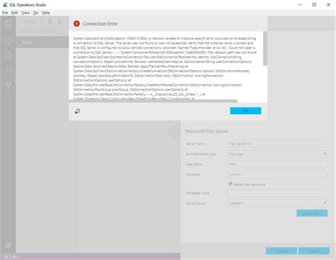 Connection Error The Server Was Not Found Or Was Not Accessible