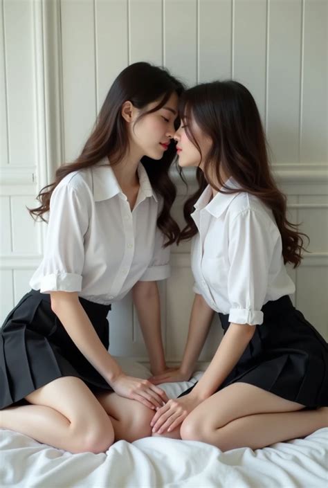 Two Teenage Girls In Korea Perfect Face To Have Sex White Shirt