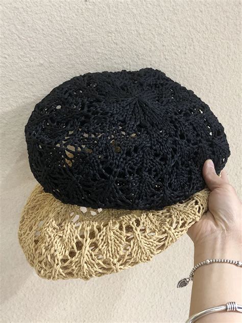Handmade Gancho Flor Boina Chap U Feminino Palha Tran Ado Ver O Rua Pintor Chap U