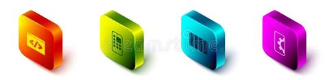 Configurar Isometric Front End Development Mobile Apps Color Palette Guide And Web Icon Vector