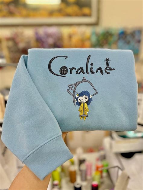 Coraline Crewneck Coraline And Wybie Embroidered Sweatshirt Halloween