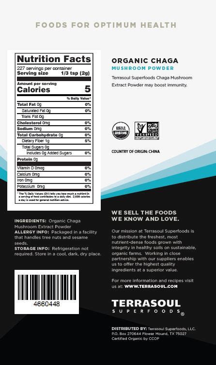 Organic Chaga Mushroom Extract Powder Terrasoul Superfoods