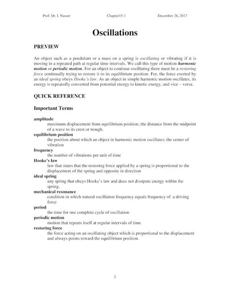 PDF Simple Harmonic Oscillators SIMPLE HARMONIC MOTION A Pendulum A Mass On A Spring